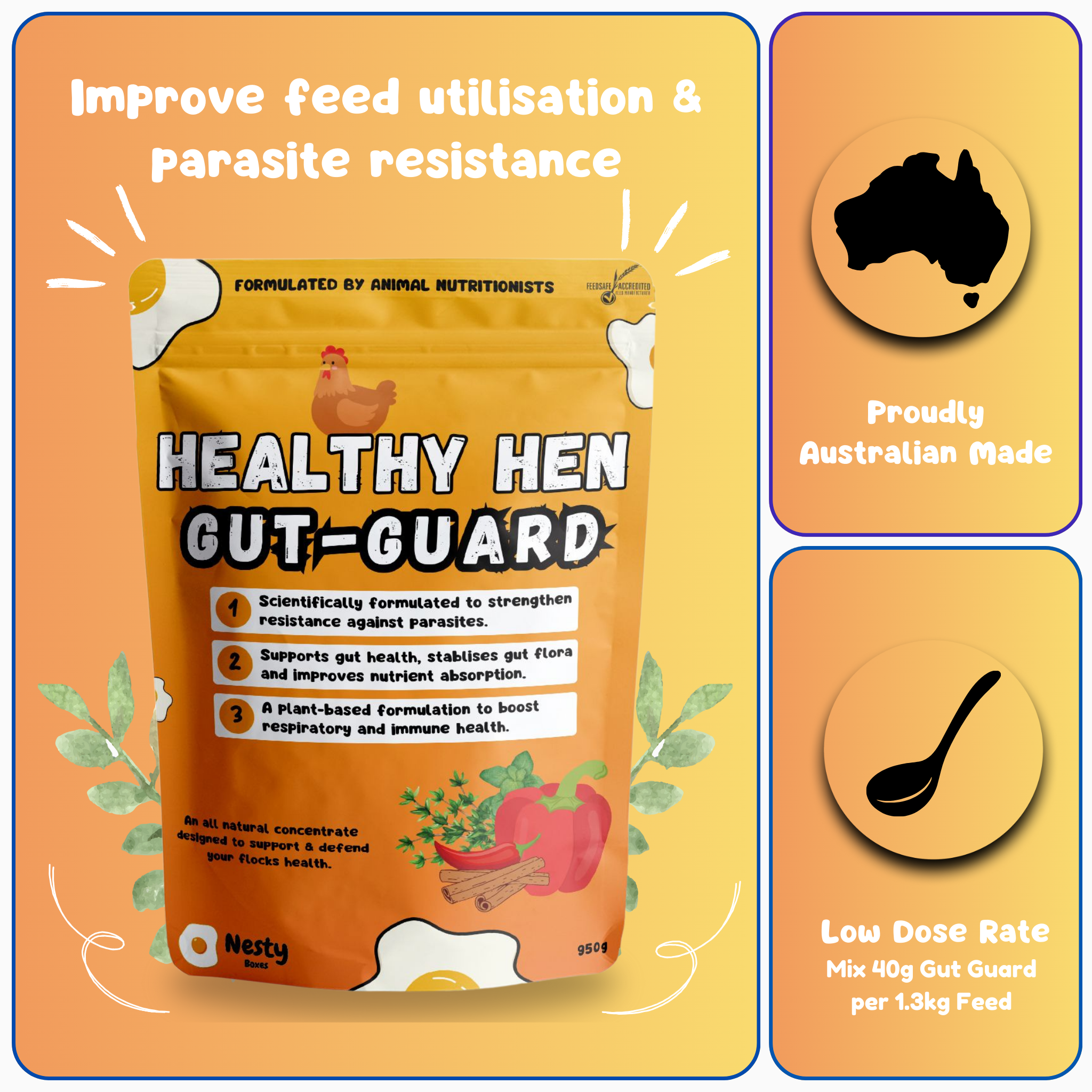Healthy Hen Gut Guard | Natural Poultry Gut Health Supplement – Nesty Boxes
